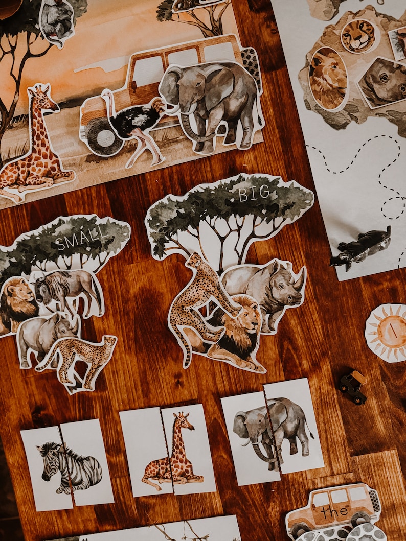 Safari Activity Unit, Safari Montessori Unit, African Animal Flashcards ...