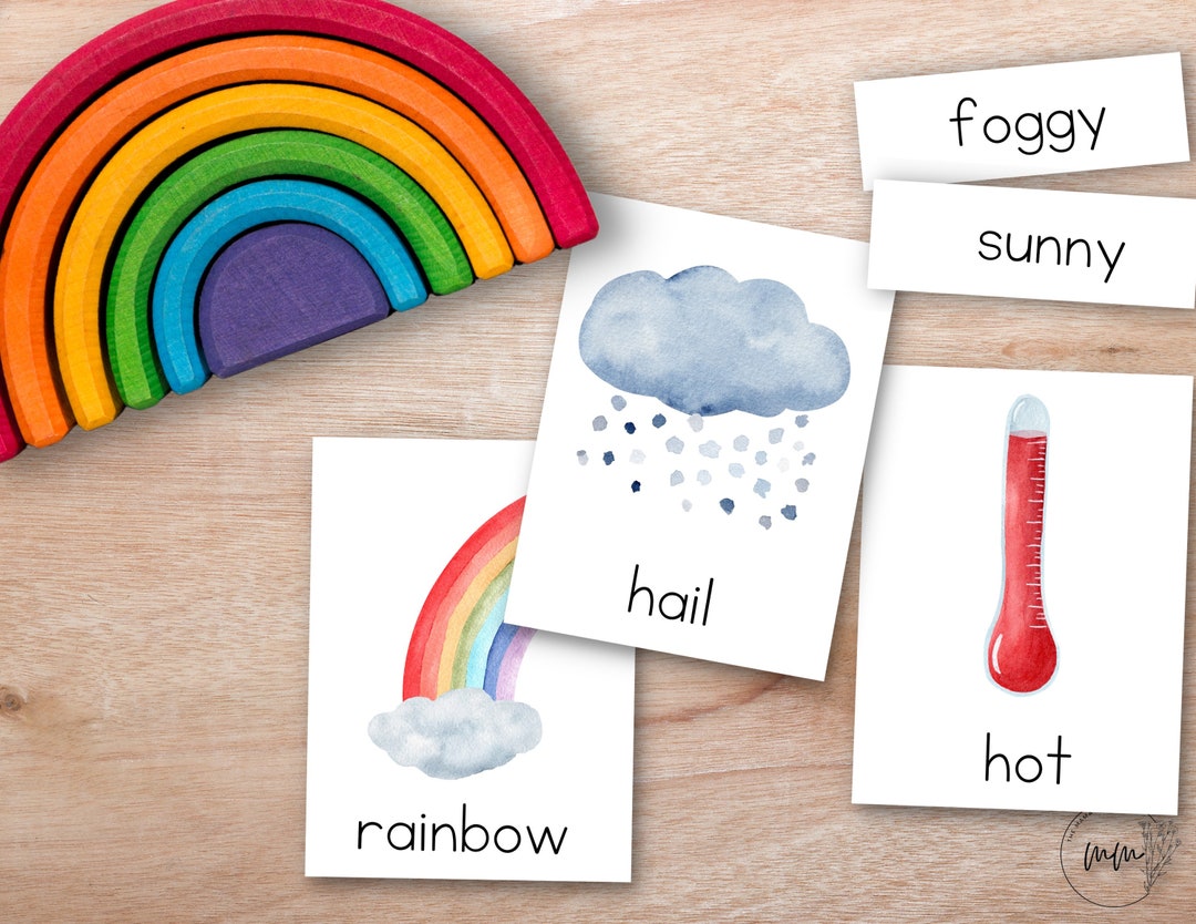 WEATHER Montessori Nomenclature 3-part Cards, Vocabulary Flash Cards ...