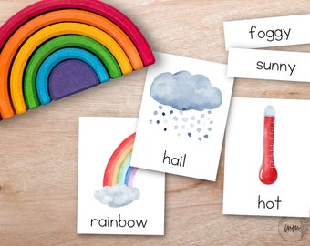 Weather Montessori Printable Vocabulary 3 Part Cards. - Etsy