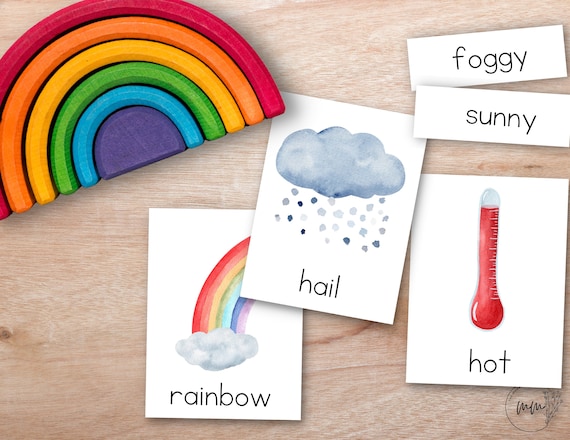 WEATHER Montessori Nomenclature 3-part Cards Vocabulary Flash - Etsy