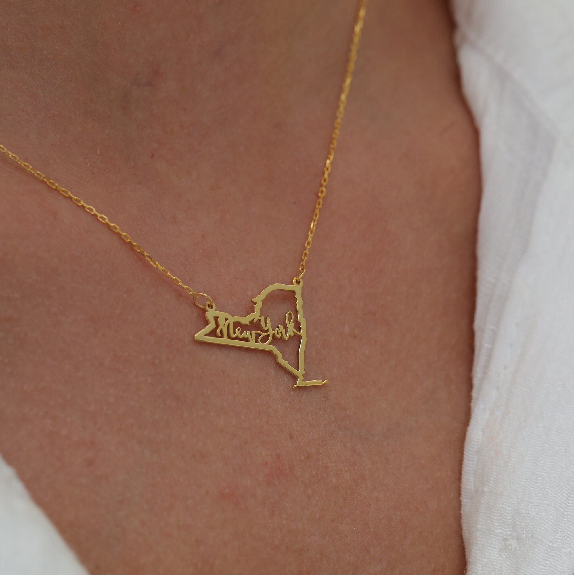 Home State Necklace, New York Necklace, Personalized State Necklace, US ...