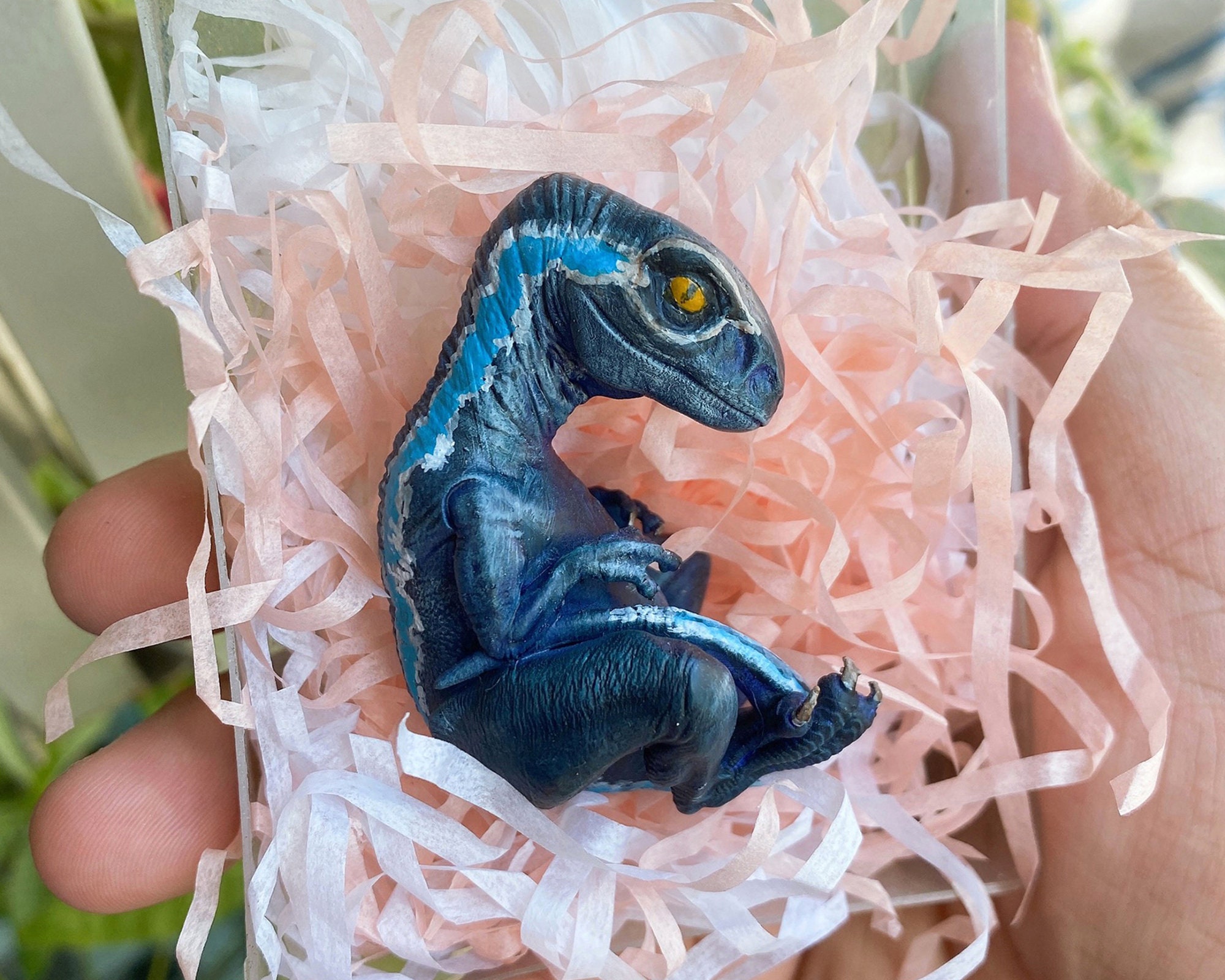Raptor Dinosaur Velociraptor Blue Dinosaur Figure Gift for Him Baby ...