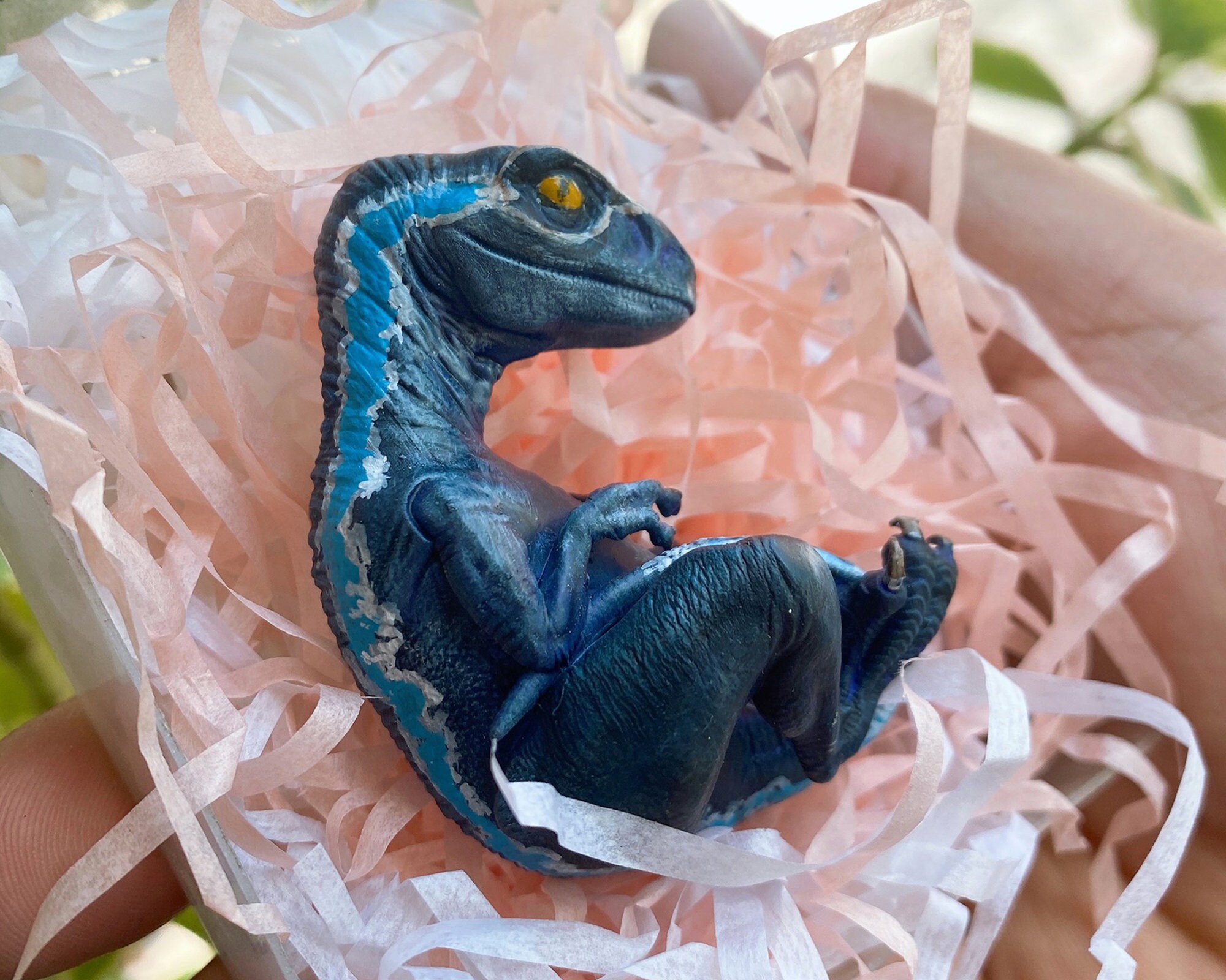 Raptor Dinosaur Velociraptor Blue Dinosaur Figure Gift for Him Baby ...