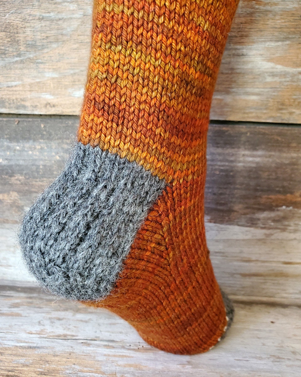Hand Knit Rust With Gray and White Fair Isle Pattern Socks - Etsy