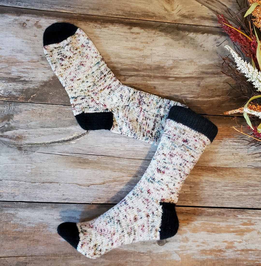 Hand Knit Speckled White Socks - Etsy