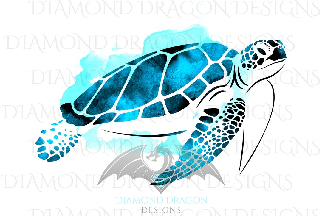 Turtle, Sea Turtle, Watercolor, Light Blue Sea Turtle Clear Waterslide ...