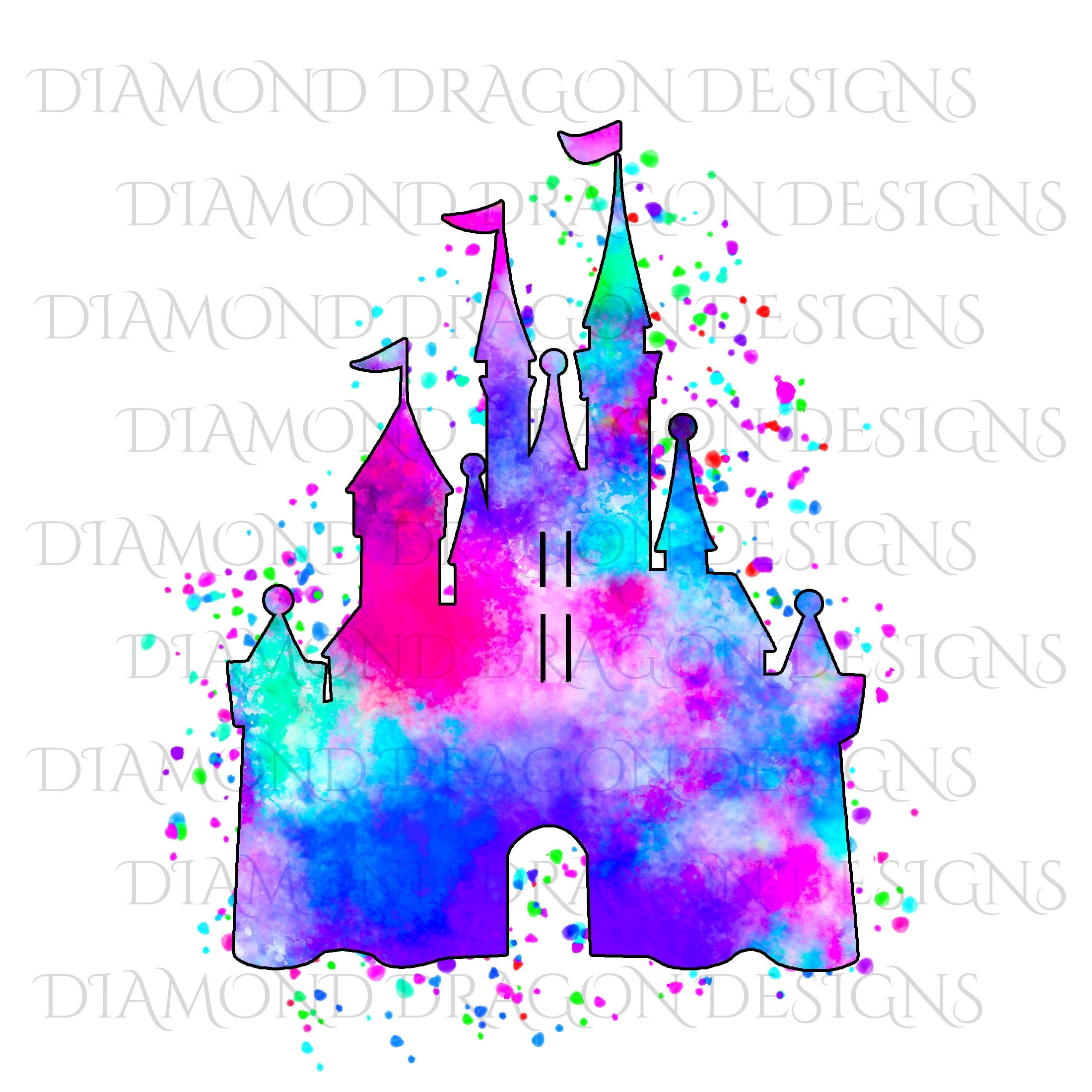 Popular Watercolor Rainbow Castle Colorful Castle Clear - Etsy