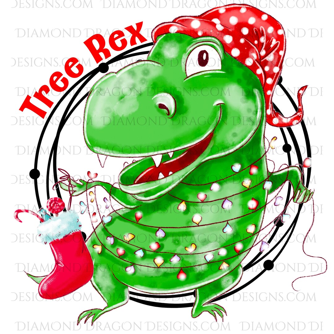 Christmas Tree Rex Christmas T-rex Dinosaur Santa Hat - Etsy