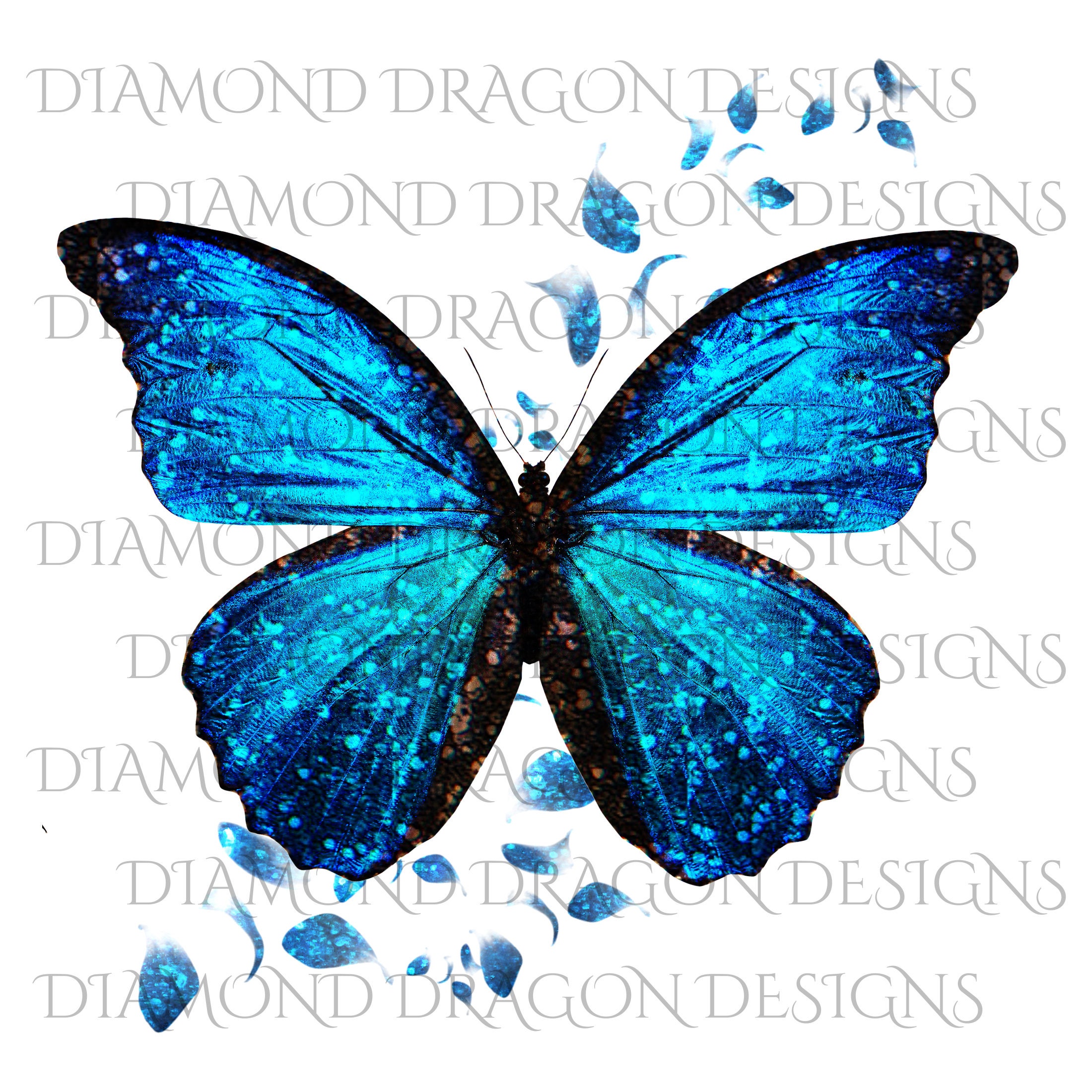 Butterfly Decal Glitter Butterfly Blue Butterfly Floral - Etsy