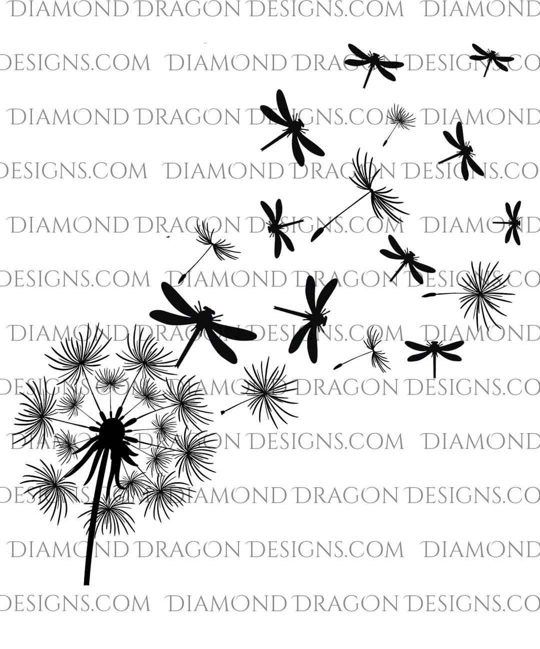 Dragonfly Dandelions Decal, Dragonfly Waterslide or Dragonfly Sticker ...
