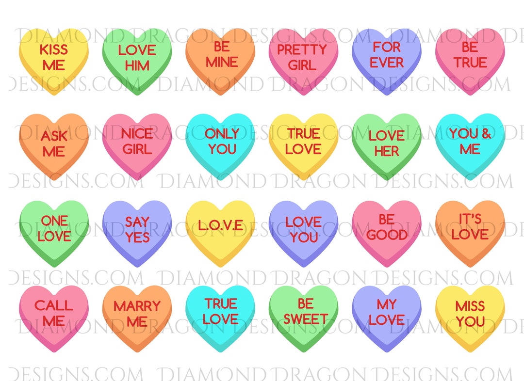 Valentines, Conversation Candy Hearts, Sweethearts, Full Page Clear ...