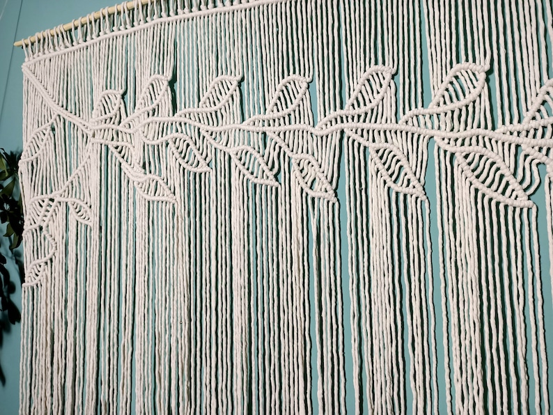 Macrame Wall Hanging Tree Branches With Leaves Pattern | Etsy