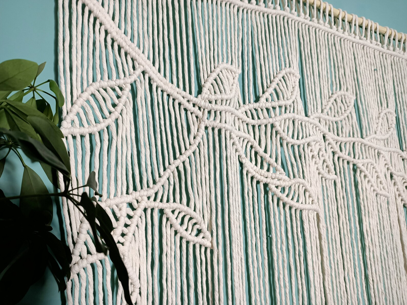 Macrame Wall Hanging Tree Branches With Leaves Pattern | Etsy