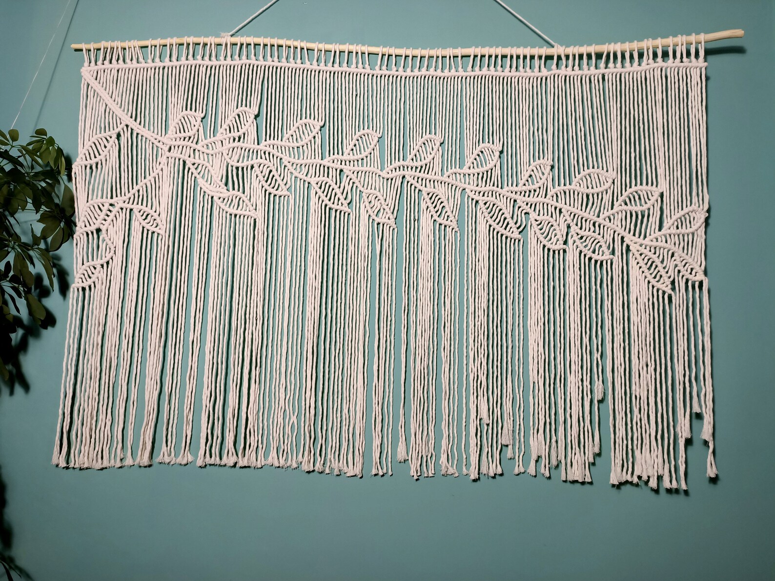 Macrame Wall Hanging Tree Branches With Leaves Pattern | Etsy