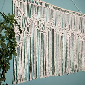 Macrame Wall Hanging Tree Branches With Leaves, Pattern Macrame Wall ...