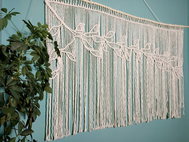 Macrame Wall Hanging Tree Branches With Leaves Pattern | Etsy