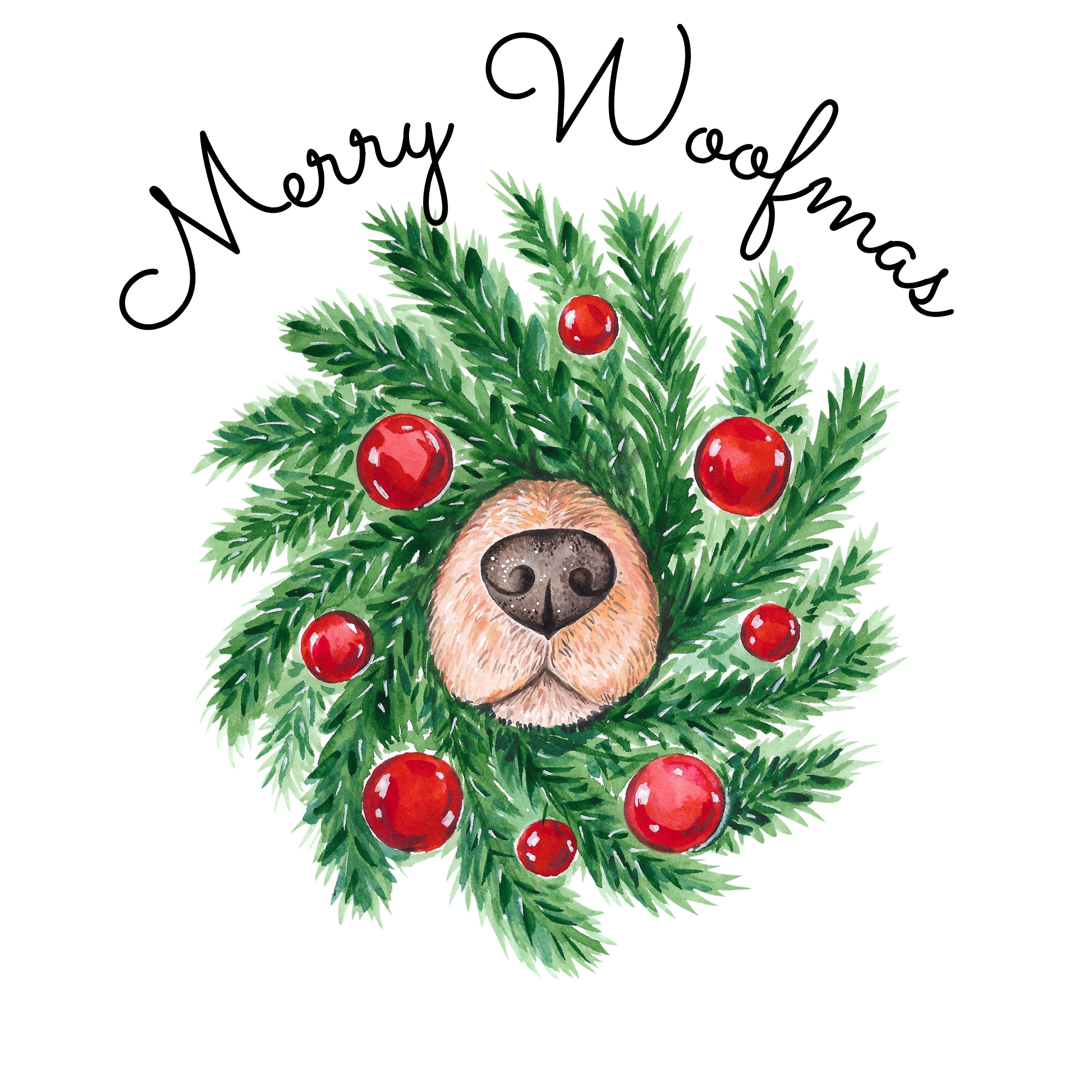 Merry Woofmas SVG: Merry Woofmas PNG Cute Dog Snout Inside a Christmas ...