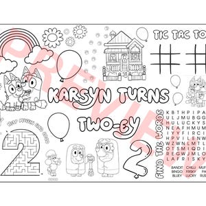 Bluey EDITABLE Birthday Activity + Coloring Mat - Etsy
