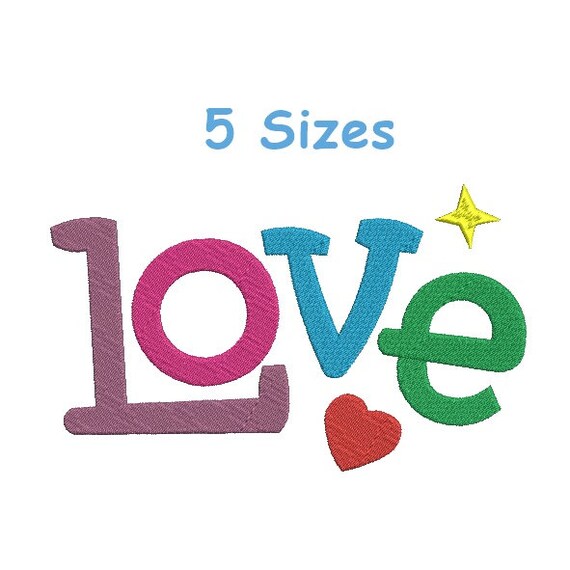 Love Embroidery Design 5 Sizes Instant Download Love Heart - Etsy
