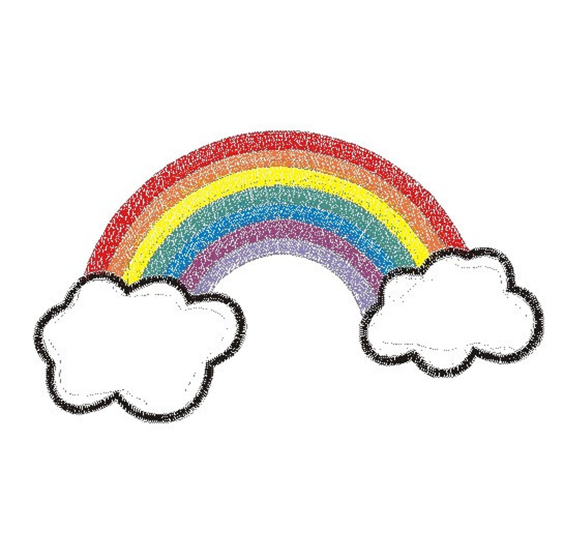 Rainbow Embroidery Design, Cloudy Rainbow Embroidery, 7 Color Rainbow ...