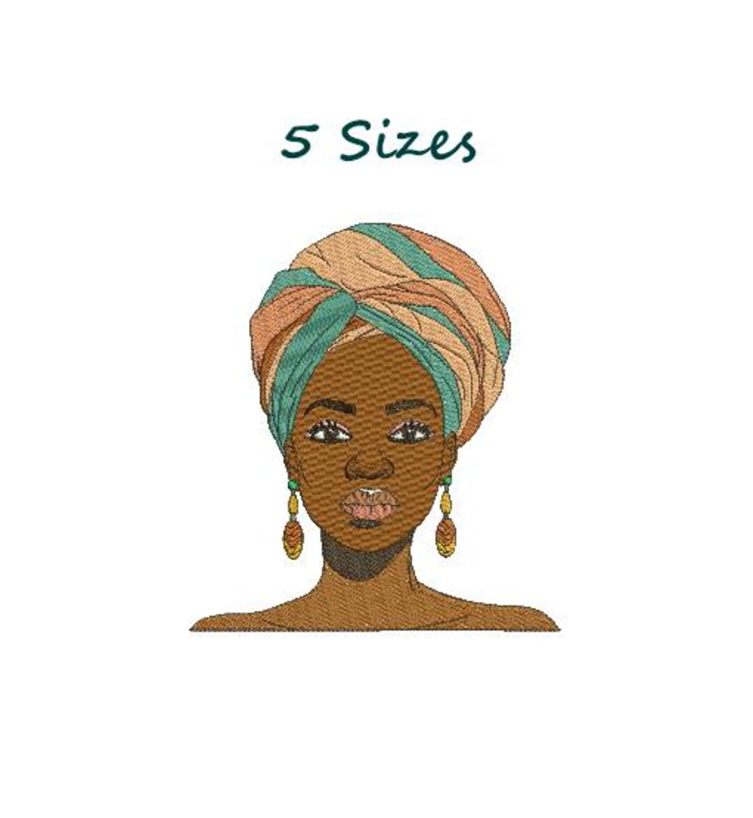 African Woman Embroidery Design Woman Embroidery 5 Sizes DIGITAL ...