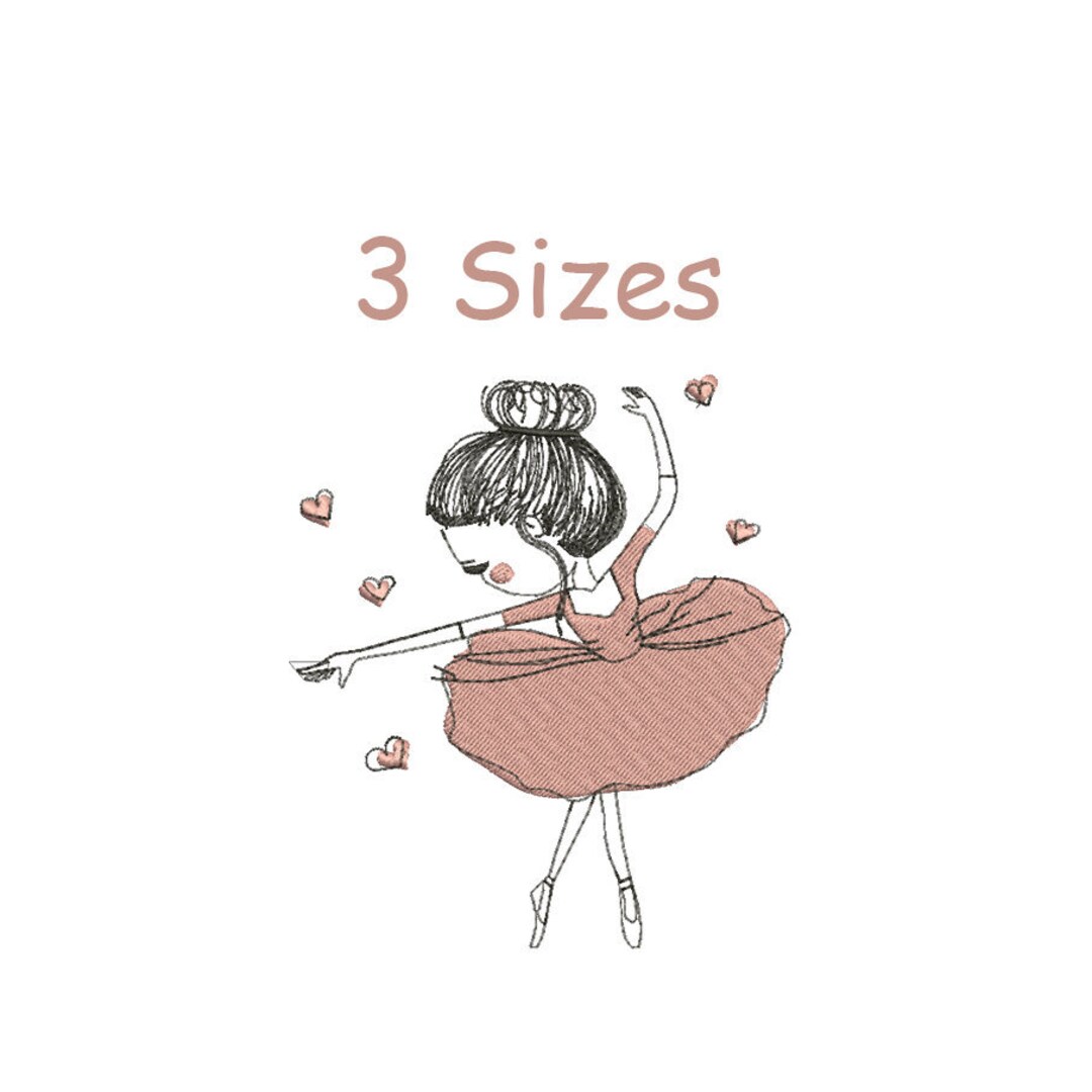 Ballerina Embroidery Design 3 Sizes, Instant Download Pink Ballerina ...