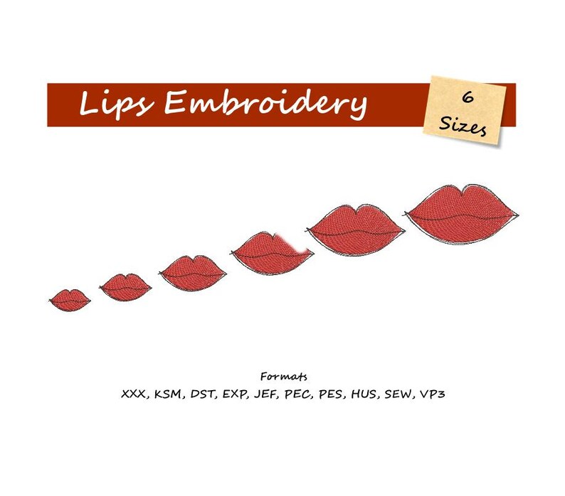 Red Lip Embroidery - Lips Embroidery Design - Lipstick Embroidery ...