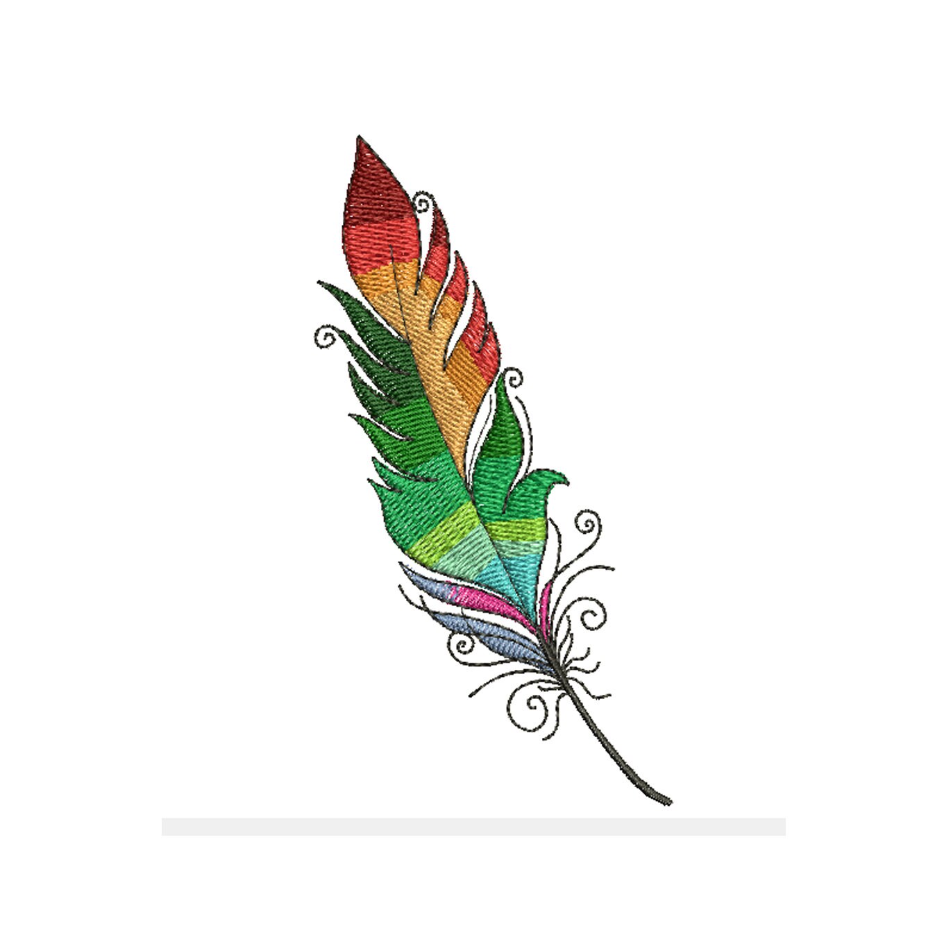 Feather Embroidery Design, Rainbow Feather Embroidery, 5 Sızes, DIGITAL ...