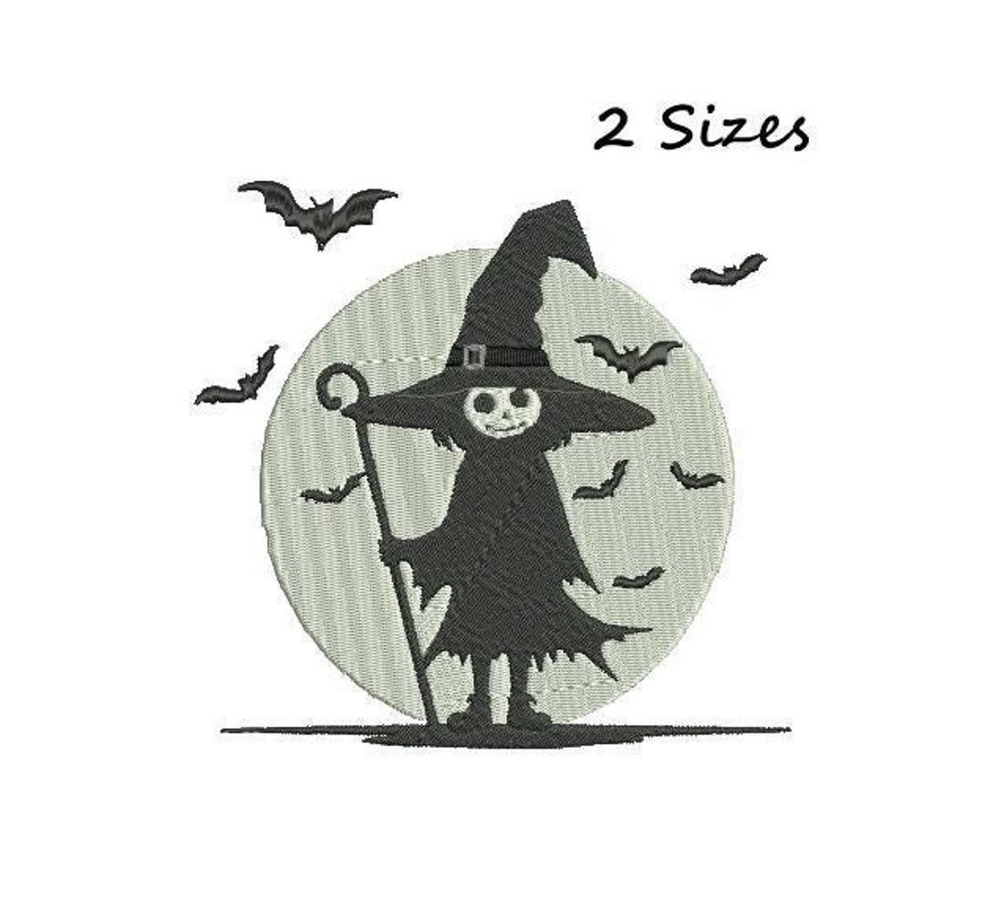 Witch Machine Embroidery Design 2 Sizes Halloween Embroidery Design ...