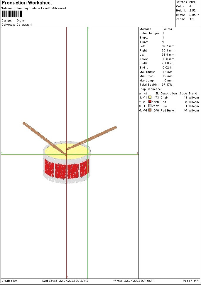 Drum Design Pattern, Drum Embroidery Design, Realistic Red Drum ...