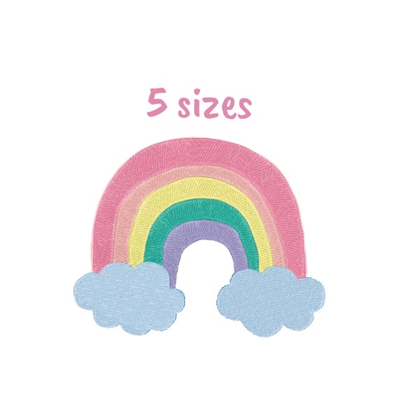 Rainbow Embroidery Design 5 Sizes Instant Download Colorful - Etsy