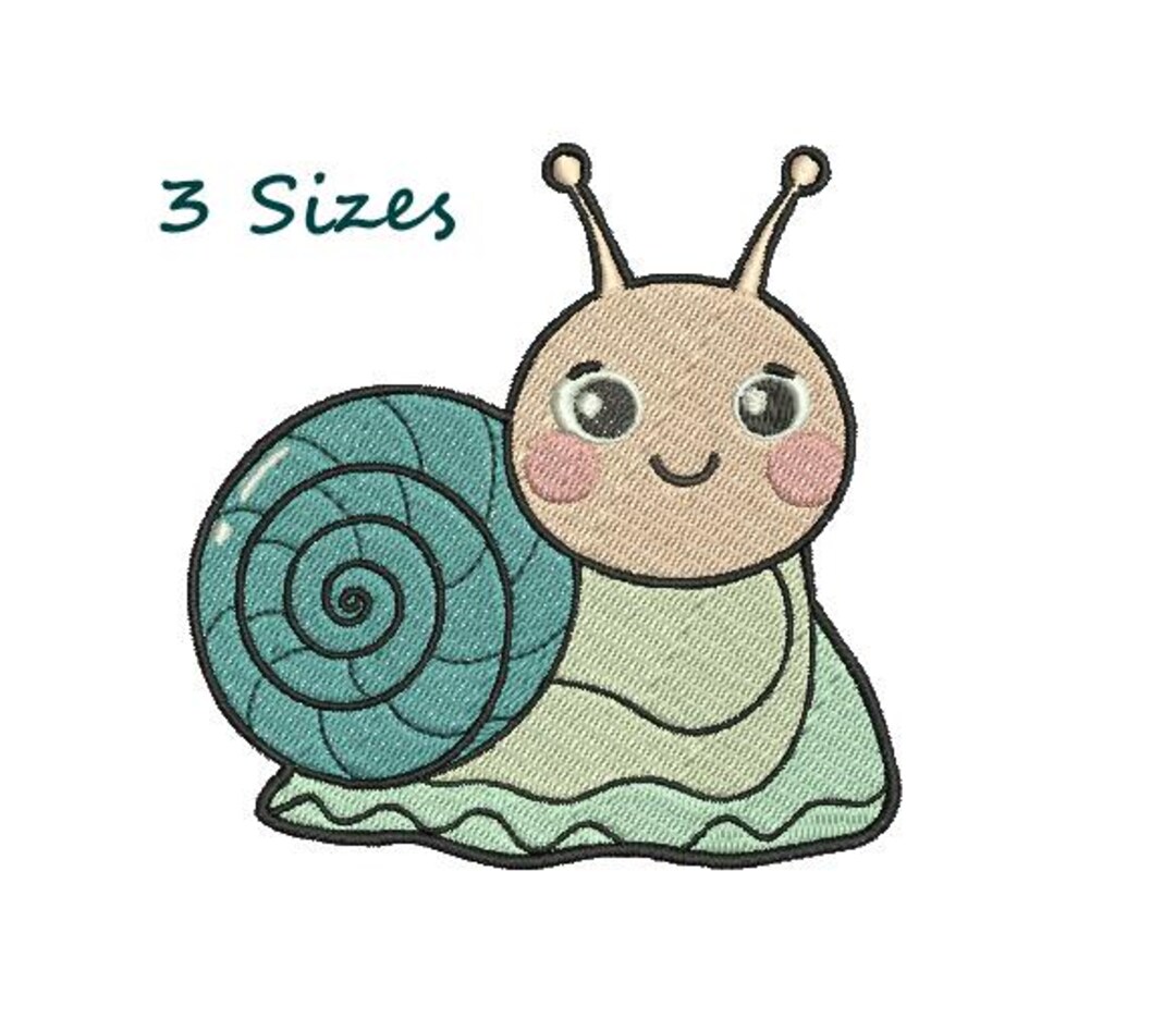 Snail Machine Embroidery Design - Animal Pattern Cute Snail Design- 3 ...