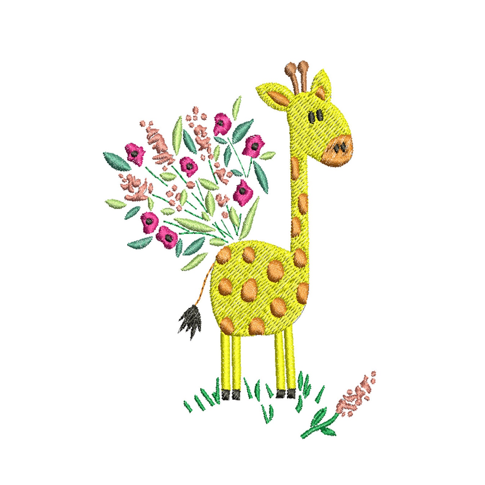 Giraffe Embroidery Design Giraffe With Floral Embroidery DIGITAL ...