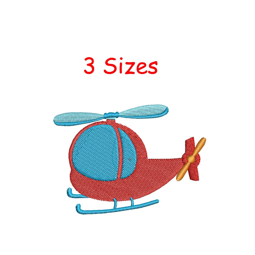 Helicopter Embroidery Design, 3 Sizes, Instant Download, Red Helicopter ...