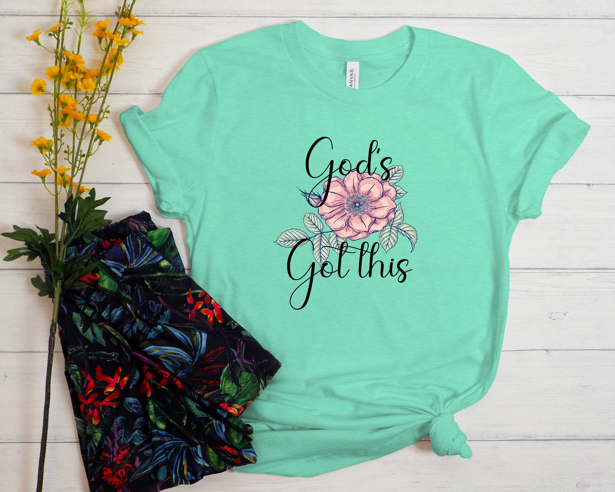 Gods Got This Shirt With Flowers, Jesus Shirt, Prayer Shirt, Faith ...