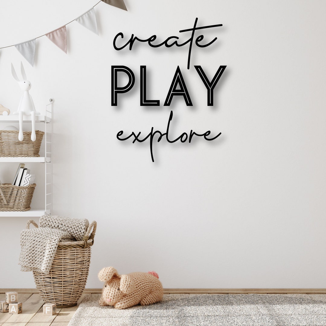 Create Play Explore | Cutout Set | Playroom Wall Decor | Play Room Sign ...