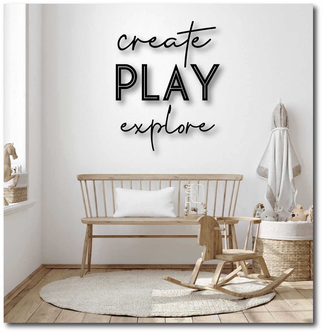 Create Play Explore | Cutout Set | Playroom Wall Decor | Play Room Sign ...