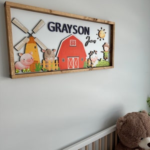 Farm Nursery Name Sign, Personalized Baby Gift, Farm Animals, Baby Farm ...