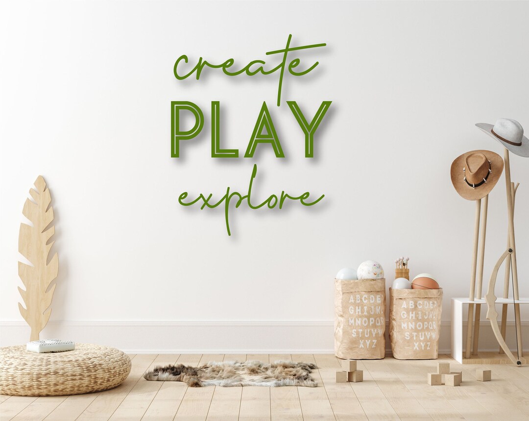 Create Play Explore | Cutout Set | Playroom Wall Decor | Play Room Sign ...