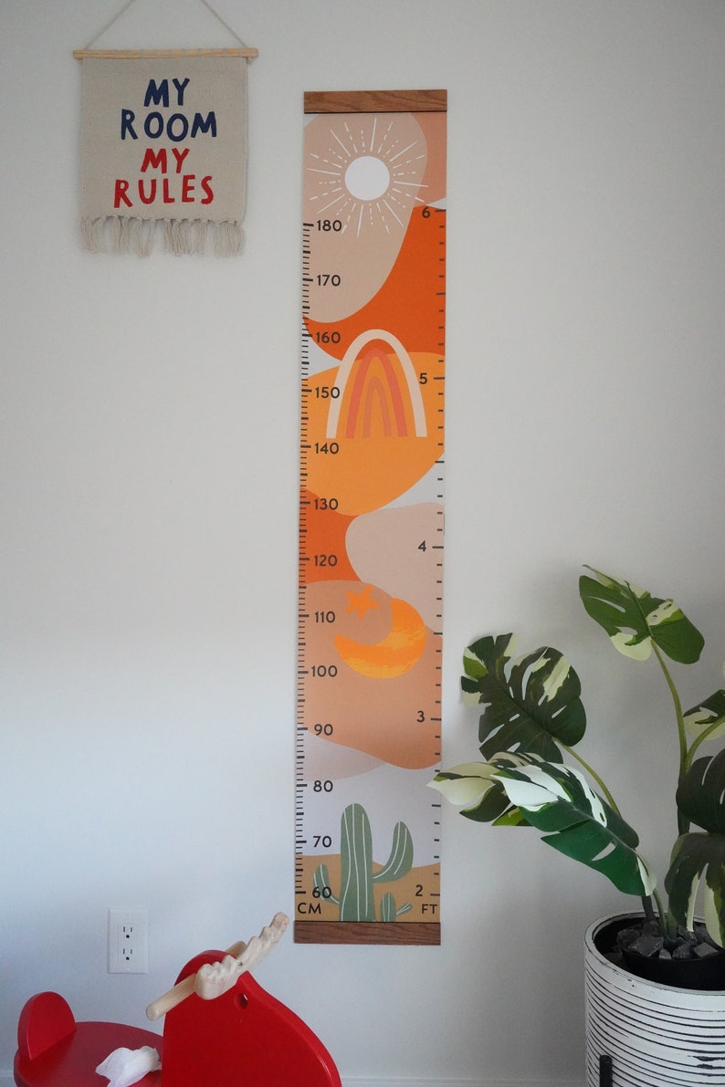 Personalized Growth Chart for Kids, Kids Height Chart, Boho Theme ...