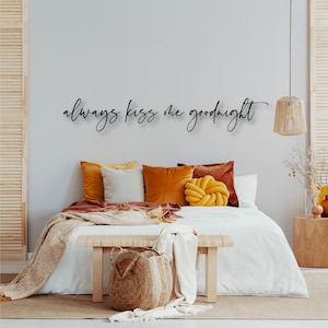 Always Kiss Me Goodnight, Bedroom Sign, Farmhouse Sign, Over the Bed ...