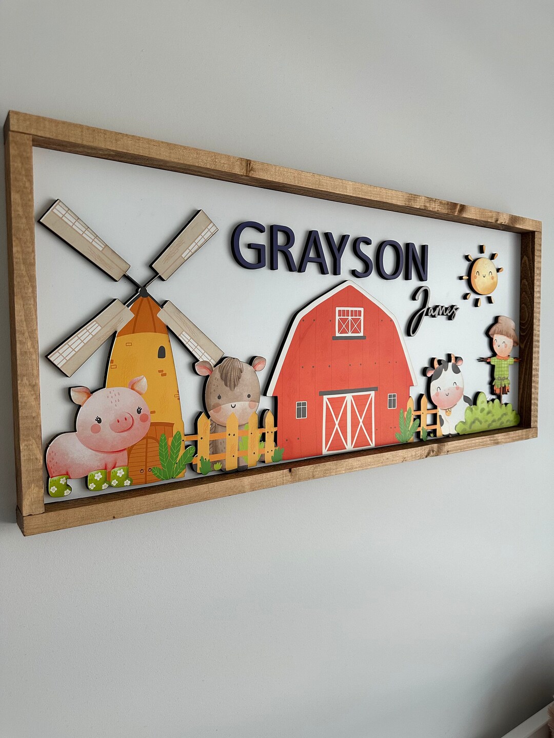 Farm Nursery Name Sign, Personalized Baby Gift, Farm Animals, Baby Farm ...