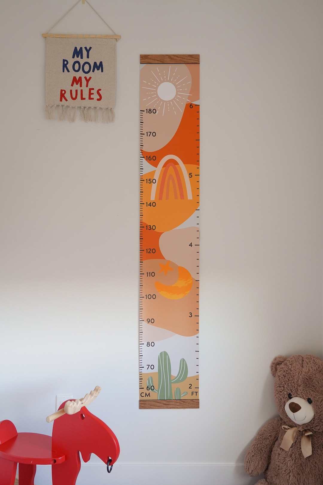 Personalized Growth Chart for Kids, Kids Height Chart, Boho Theme ...