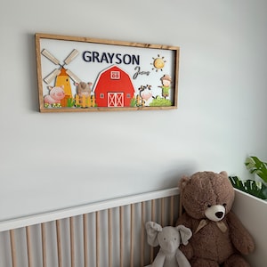 Farm Nursery Name Sign, Personalized Baby Gift, Farm Animals, Baby Farm ...