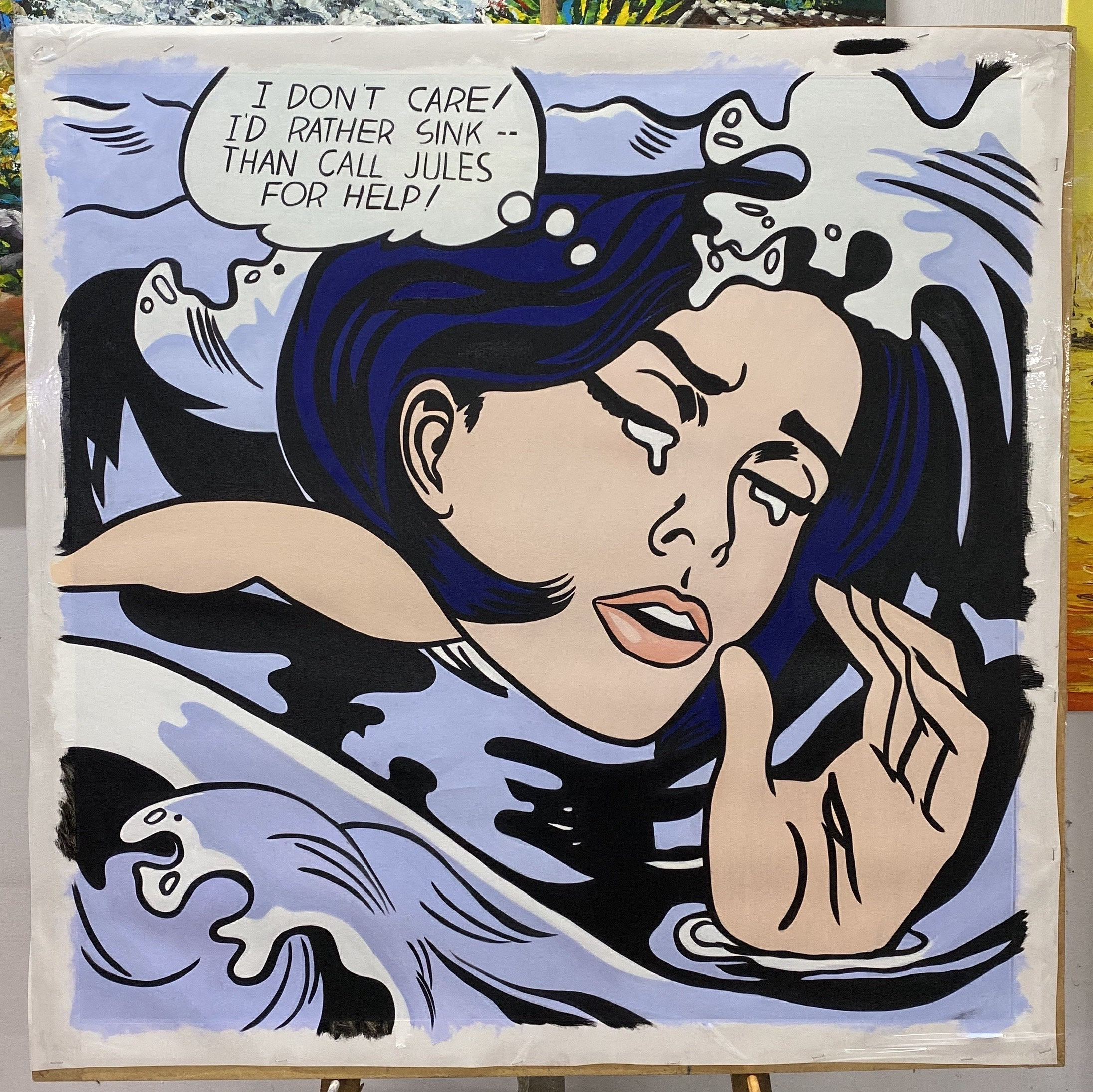 Oil Painting Drowning Girl Roy Lichtenstein Pop Art 100% | Etsy