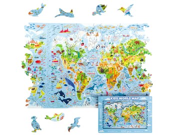 Wooden World Map Puzzle - Etsy