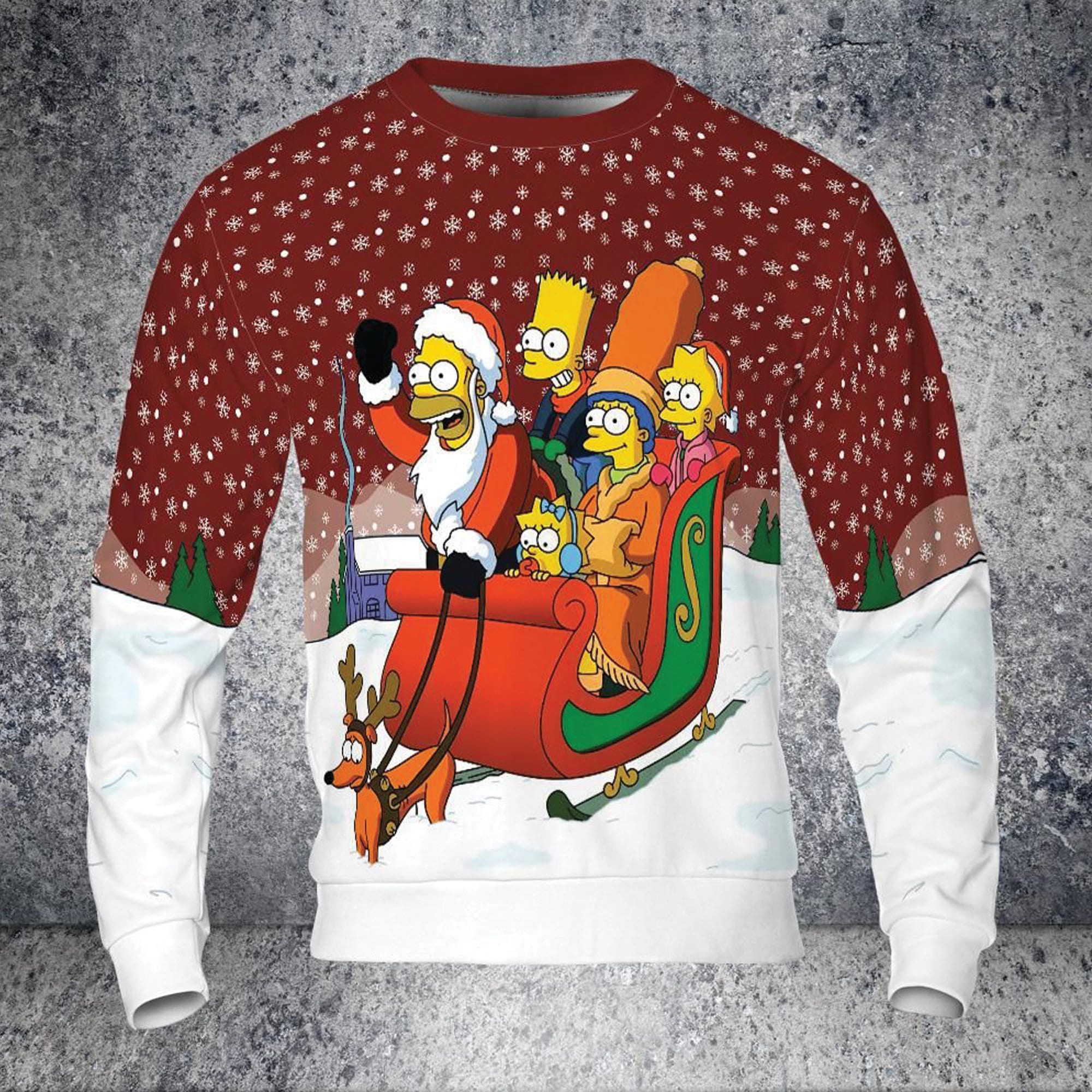 The Simpsons Christmas Pullover Size XL Shirt Runs Small L Santa Homer ...