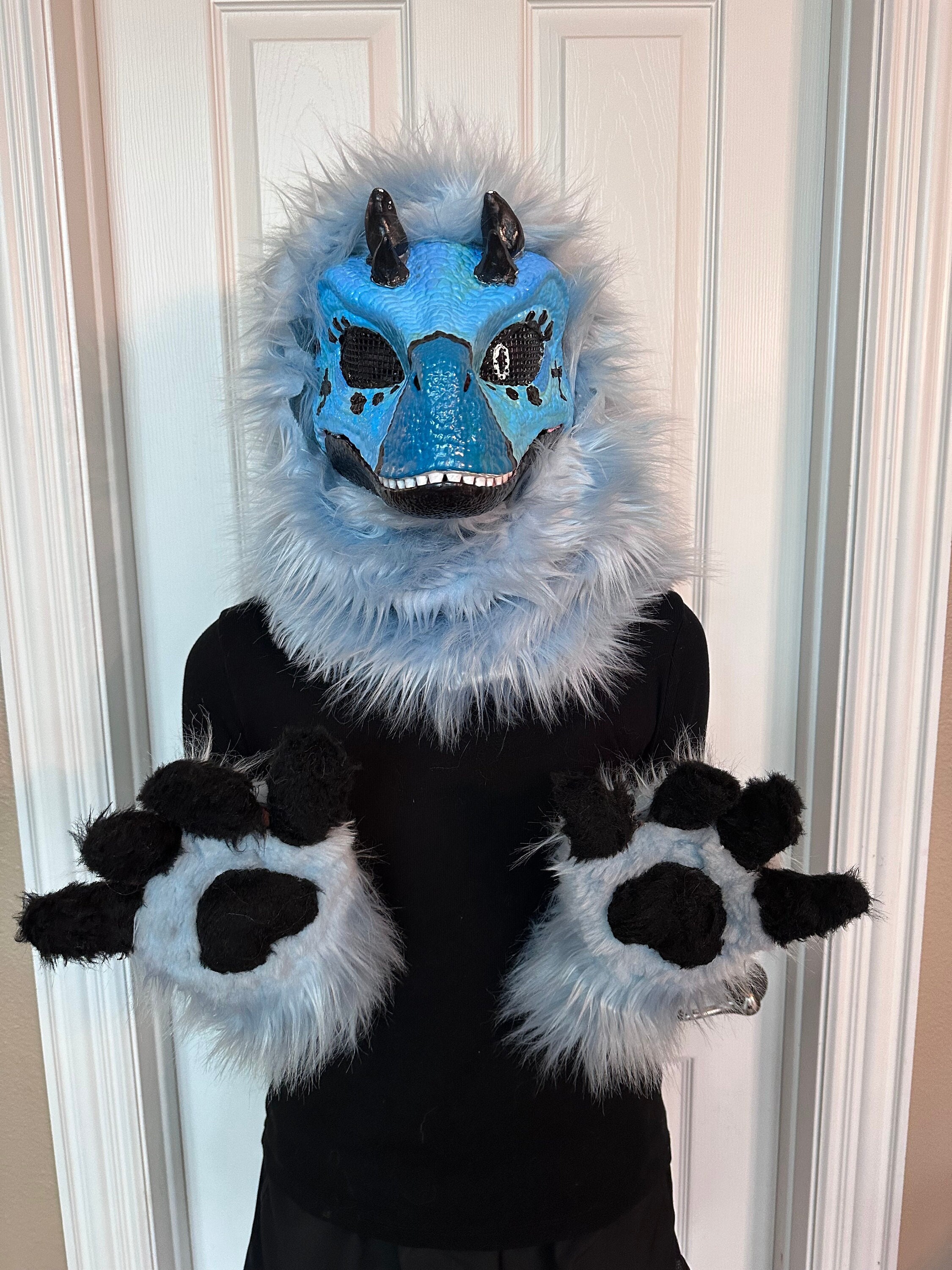 Blue Dino Mask With Paws - Etsy