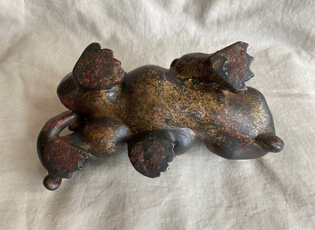 Antique Chinese Archaic Gold Gilded Bronze Fu Dragon Statue - Etsy