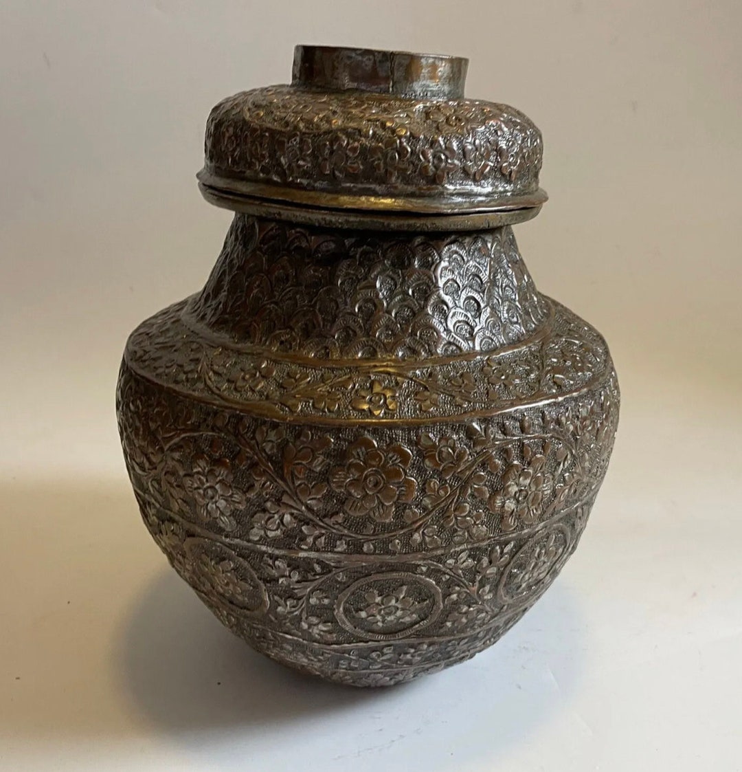 Antique Kashmiri Copper Container With Lid - Etsy